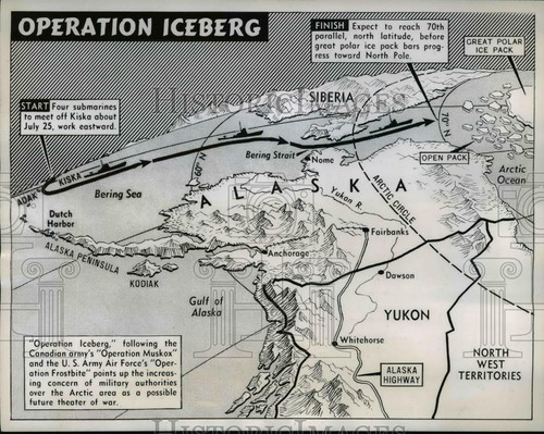 1946 Press Photo Map Showing Route Operation Iceberg Took into the ...