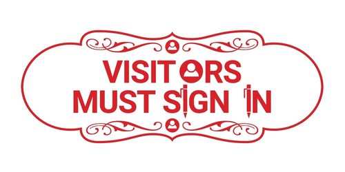 Designer Visitors Must Sign In Sign White/Red - Large 196703014045| eBay