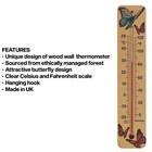 215mm Wooden Thermometer- Butterfly Design Room Garden Shed Greenhouse ...