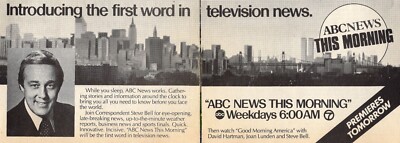 1982 TV AD STEVE BELL ABC NEWS THIS MORNING PREMIERE | eBay