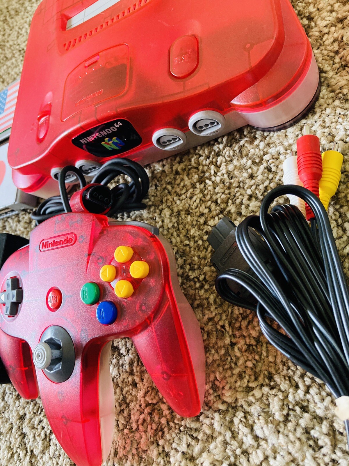 Authentic Clear Red Watermelon Nintendo 64 N64 Console OEM + GAMES ...