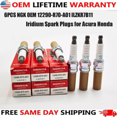 6pcs Genuine OEM NGK Iridium Spark Plugs 12290-R70-A01 ILZKR7B11 For ...