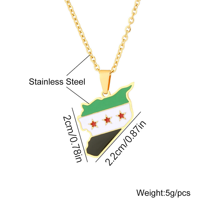 Stainless Steel Syria Map Flag Pendant Necklace Fashion Syrian Map ...