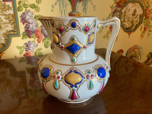 English Victorian Jeweled Design Pottery Jug Pitcher C1890 | eBay