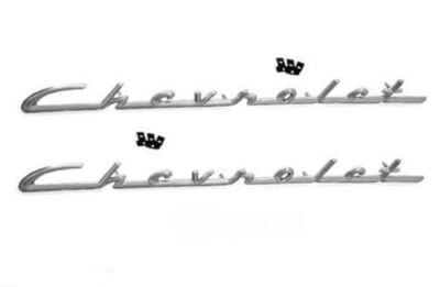 55 56 Chevy Fender & Quarter Panel Chrome Trim Chevrolet Script Emblems ...