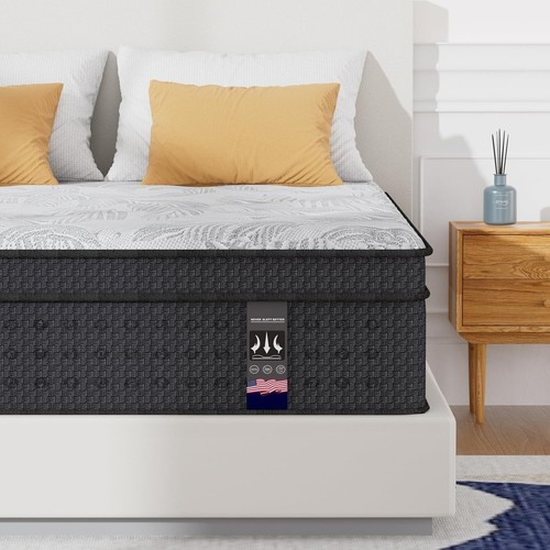 14" Cal King Mattress Hybrid Spring Medium Firm Gel Memory Foam Bed in ...