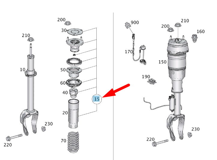 MERCEDES-BENZ ML W166 Front Strut Retainer Mount Kit A1663200326 NEW ...