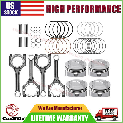 Connecting Rod & Pistons & Rings Kit For Hyundai Kia Accent Rio 1.6L ...