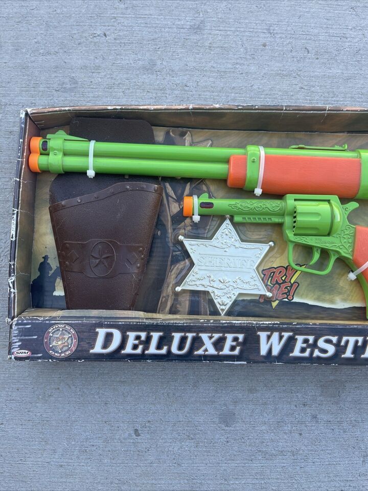 New SRM TOY! KIDS Deluxe Western Set Realistic Sounds Rifle Pistol ...