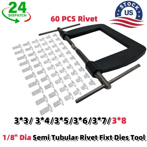 1/8" Dia Semi Tubular Rivet Fixt Dies Tool Kit For Pinball Tonka Vent ...