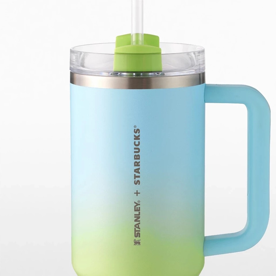 Starbucks Stainless Steel Blue & Green Stanley Cold Cup 40 oz. | eBay