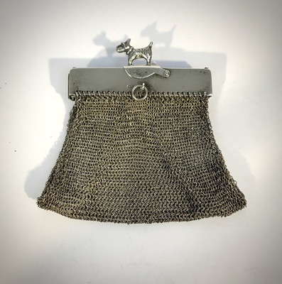 An Antique Solid Silver Dog Chain Mail Coin Purse Scottie Dog c1920 | eBay