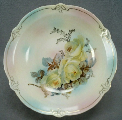 Antique German RS Prussia Style Large Yellow Rose & Gold 9 1/4 Inch ...