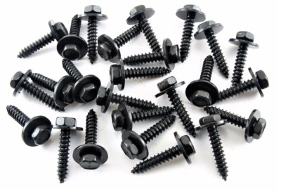 Black Trim Screws- M4.2 x 20mm Long- 7mm Hex- 12mm Washer- 25 screws ...