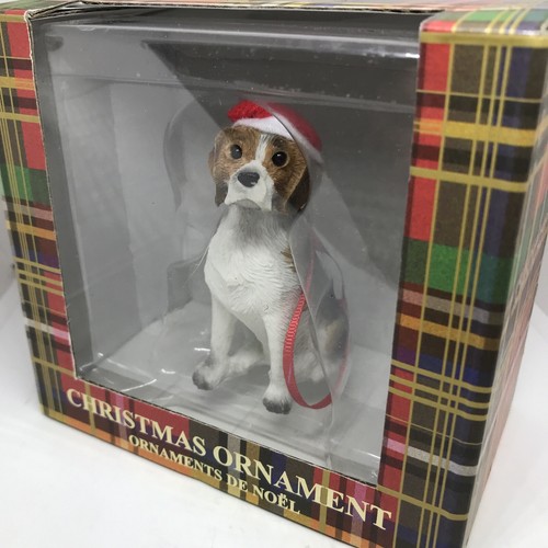 BEAGLE Dog CHRISTMAS Tree Ornament SANTA HAT PET Figurine SANDICAST | eBay