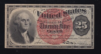US 25c Fractional Currency 4th Issue Small Seal Violet Fibers FR 1307 ...