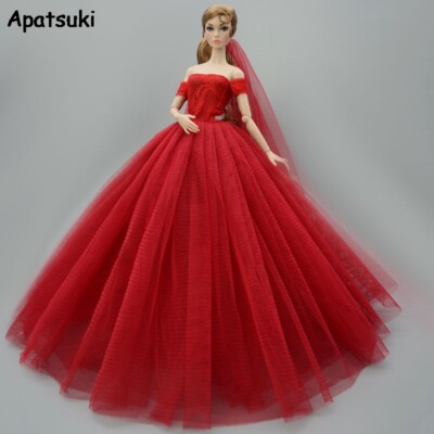 Red Fashion Doll Dress For 11.5" Doll Clothes Outfits Party Gown ...
