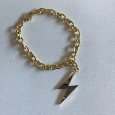 Lightning Bolt Chain Charm Bracelet Gold | eBay
