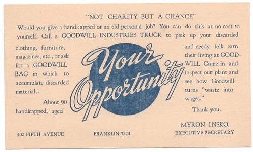 SAN DIEGO CA Postcard GOODWILL INDUSTRIES 5th Avenue Escondido MYRON ...