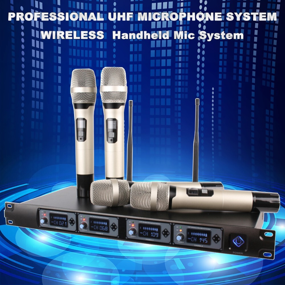Professional Cordless Microphone UHF Wireless Microphone System – 4 ...