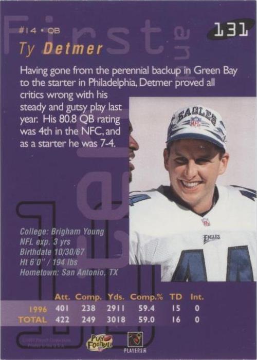 1997 Playoff First & Ten Ty Detmer #131 for sale | eBay