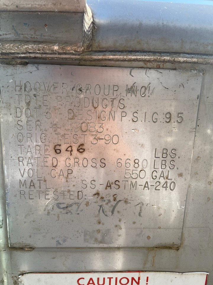 Hoover Liquitote 550 Gallon 304 Stainless Steel Stackable IBC Tote | eBay