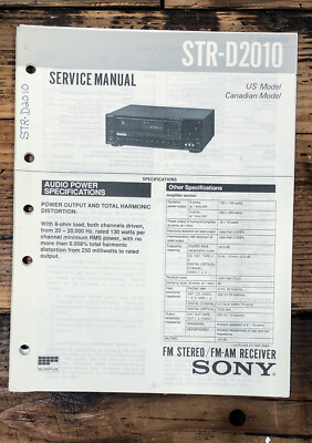 Sony STR-D2010 Receiver Service Manual *Original* | eBay