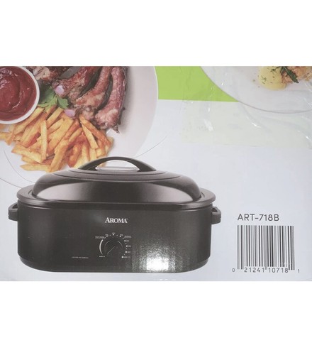 Aroma 18 QT. Roaster Oven Black (ART-718B) Fits 24LB Turkey 24"X18"X9 ...