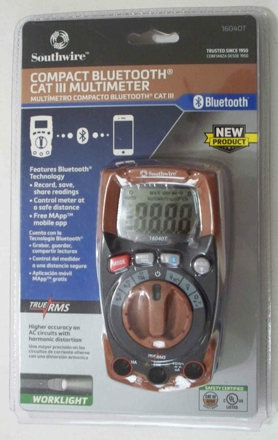 Southwire Compact Bluetooth Digital 600v Cat III Multimeter 16040T for ...
