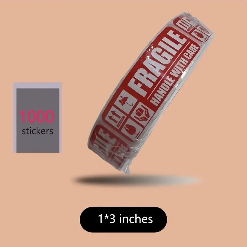 1000 Pics 1x3 inches Per Roll Handle with Care Fragile Reminder Label ...