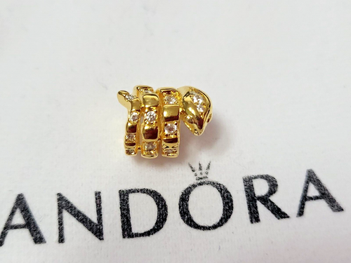 charm Pandora serpent enroulé métal doré or fin poinçon PANDORA ALE MET ...
