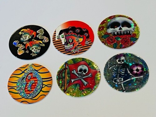 Poison Pogs lot Slammer Milk Cap game vtg skull skeleton punk grunge ...