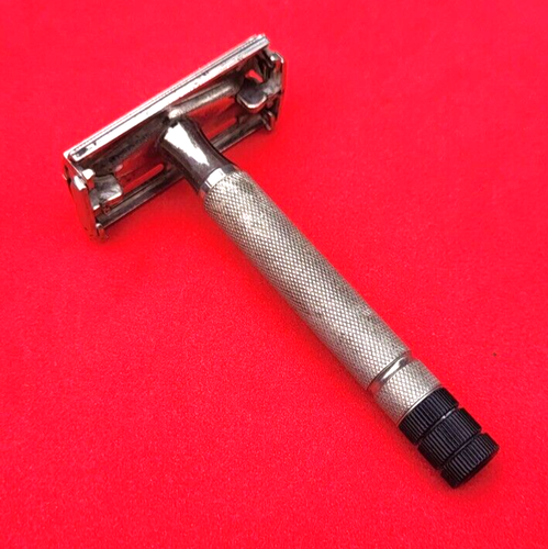 Gillette 1952 Super Speed TTO DE Black Tip Handle Safety Razor X2 Date ...