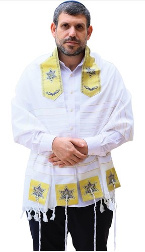 Kosher Tallit Talis Prayer Shawl SET acrylic size 170/120 50 white ...