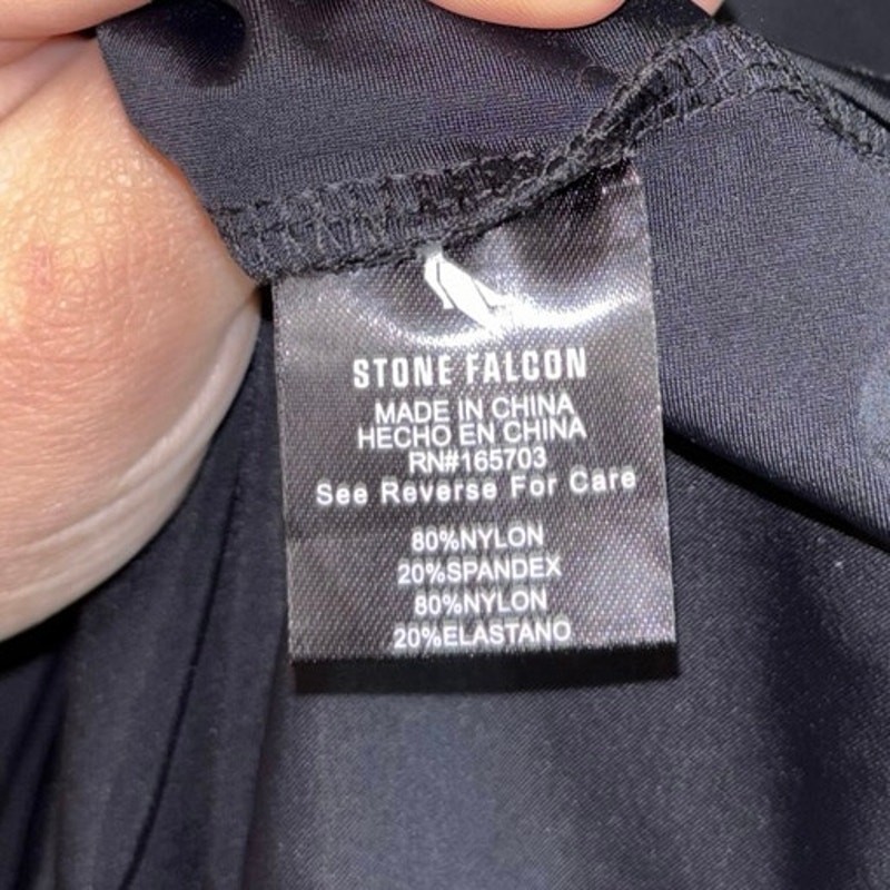 Stone Falcon black men’s performance polo shirt nylon spandex blend ...