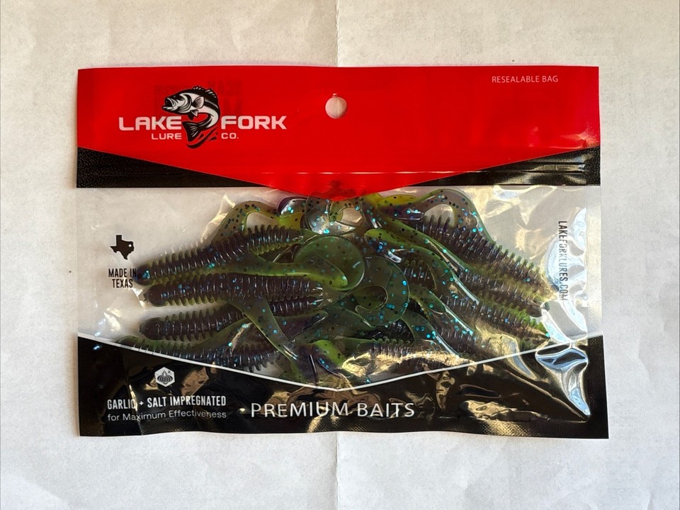 Lot of 3 Lake Fork Lure Co Soft Plastic Worms – Garlic Salt – Bass ...
