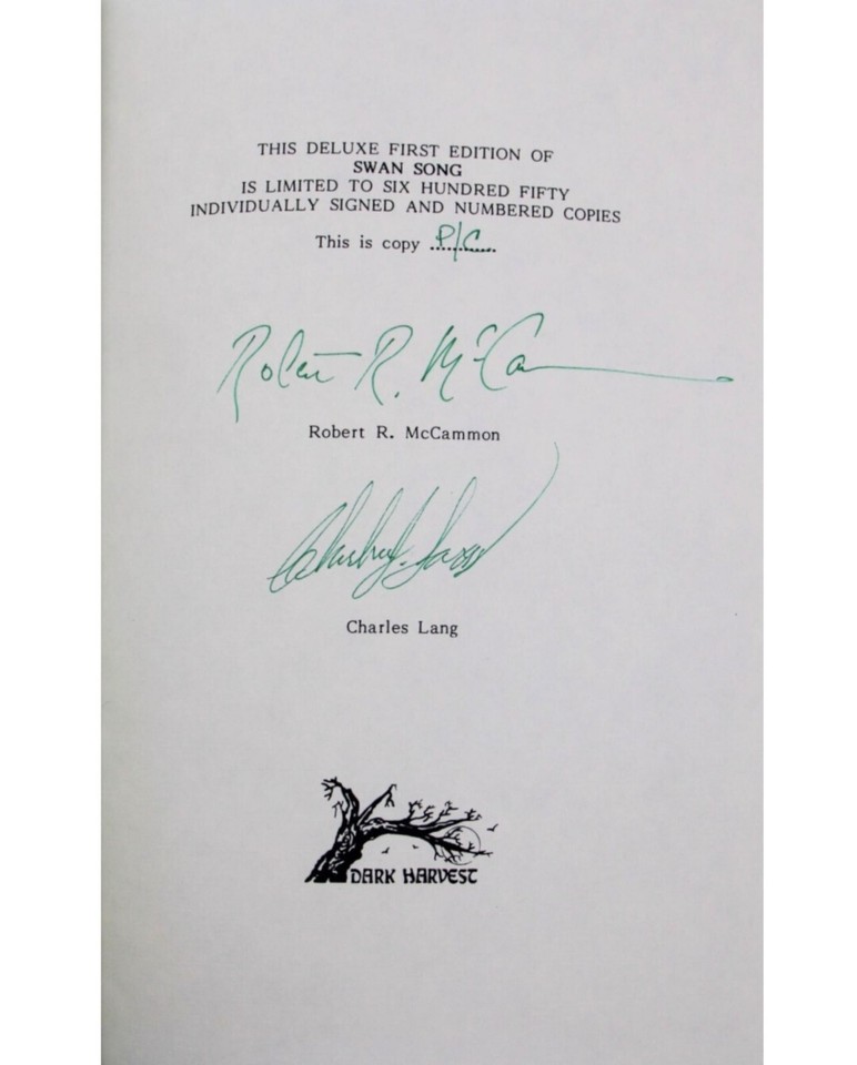 SWAN SONG ROBERT MCCAMMON DELUXE 1ST EDITION SIGNED CLOTH SLIP CASE | eBay