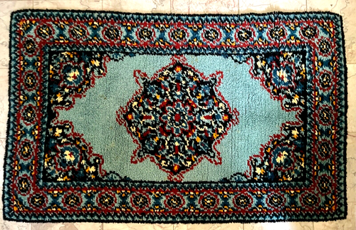 Vintage Shillcraft Oriental Type Latch Hook Rug 36x58" Floor Wall Decor ...