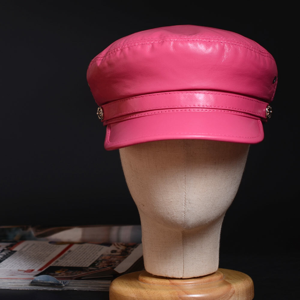 Women's Ladies Real leather Beret Service Cap Newsboy Navy/flat/Army ...