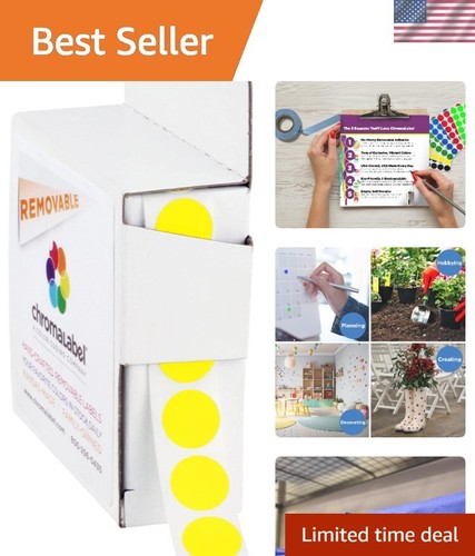 Yellow Removable Color-Coding Dot Stickers - 1000 Easy Write-On Labels ...