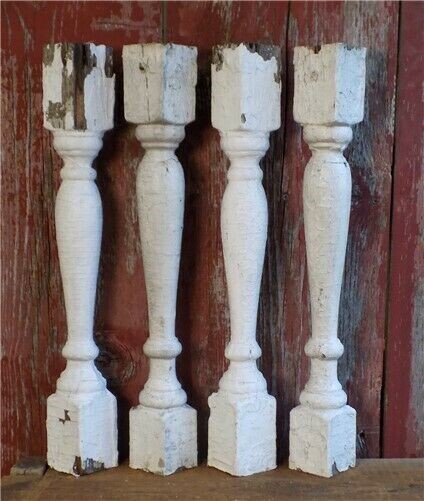 4 Balusters White Wood Architectural Salvage Spindles Porch Post House ...