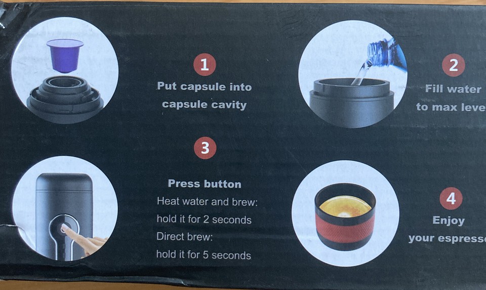 Conqueco Portable Espresso Machine 28.47WH Battery, 15 Bar, Water ...