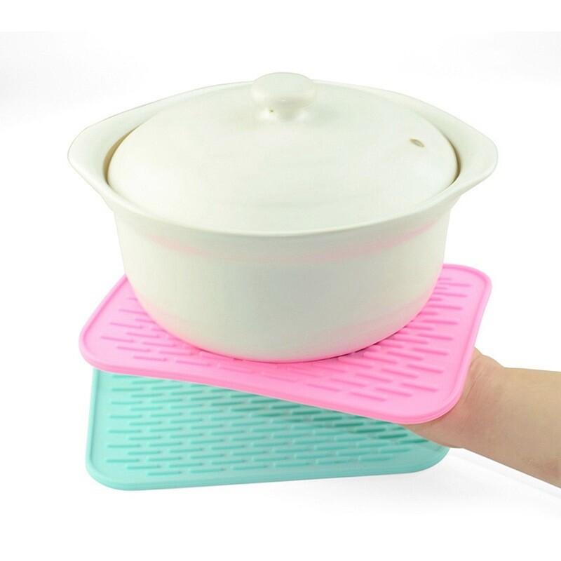 Non Slip Pad Hot Pan Pot Holder Heat Resistant Silicone Kitchen Black ...