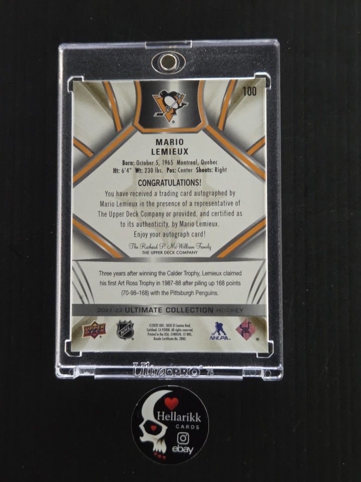 2021-22 Mario Lemieux /35 Ultimate Auto #100 Pittsburgh Penguins Upper ...