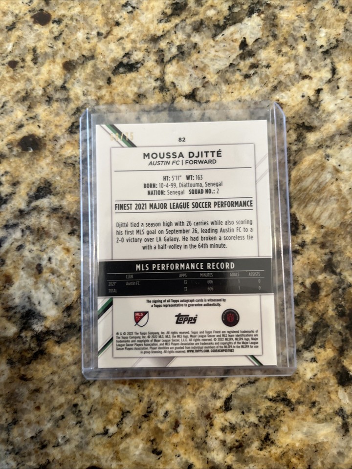 2022 Topps Finest MLS Aqua Refractor /75 Moussa Djitte Djitté #82 ...