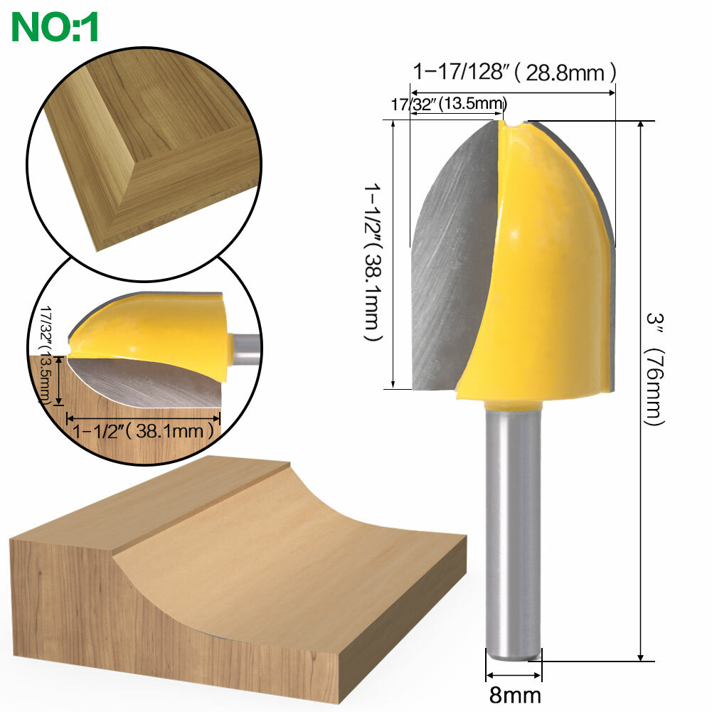 8mm Shank 4 Bit Vertical Raised Panel Router Bit Set Woodworking cutter ...