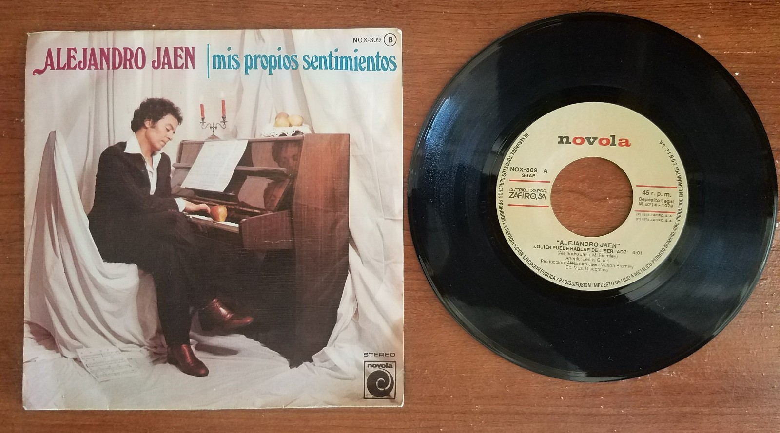ALEJANDRO JAEN Mis Propios Sentimientos 7" 45RPM w/Pic Sleeve NOVIOA ...
