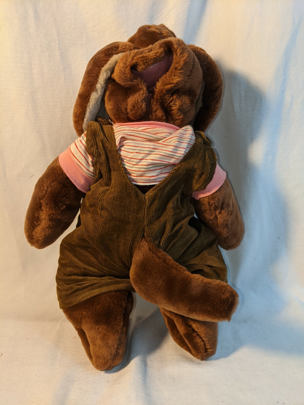 Vtg 1981 GanzBros Wrinkles The Dog Hand Puppet Plush Overalls Striped ...