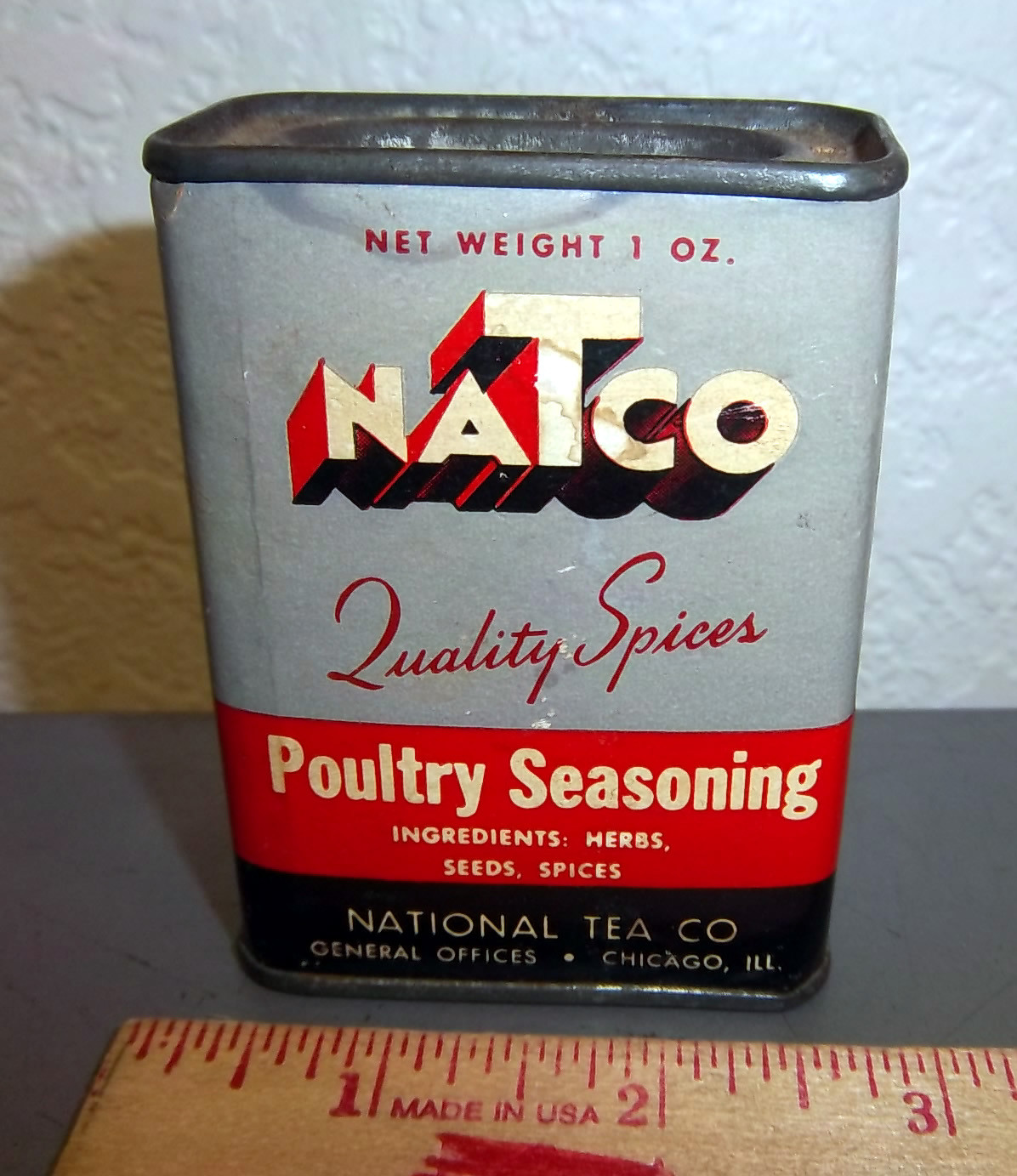 Vintage Natco POULTRY SEASONING 1 oz Spice tin, National Tea Company ...