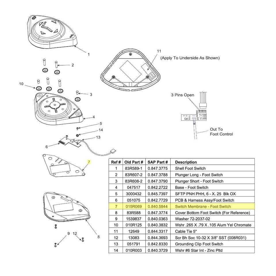 NEW Foot Control Membrane switch for Pelton Crane & Marus and DCI ...